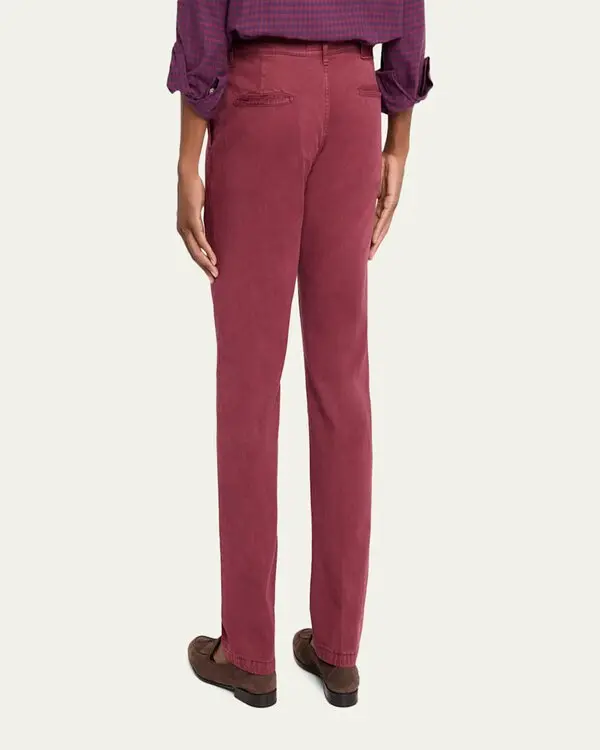 Kiton Straight Fit Flat-front Trousers - Red