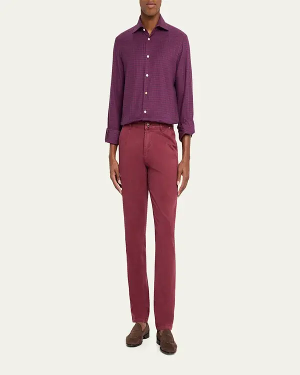 Kiton Straight Fit Flat-front Trousers - Red