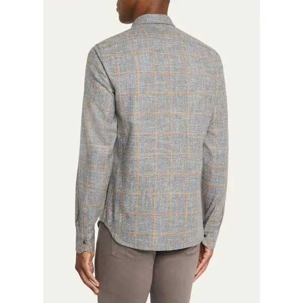 Kiton Windowpane Snap-front Overshirt