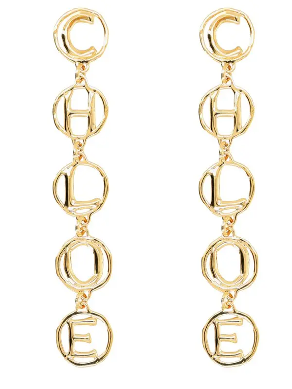 Chloé Script Earrings - Gold