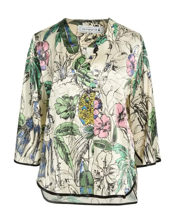 SHIRTAPORTER Floral Print Top - Beige