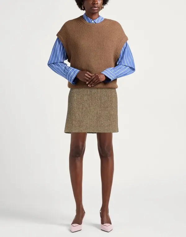 Paul & Joe Mini Flared Virgin Wool Skirt - Brown