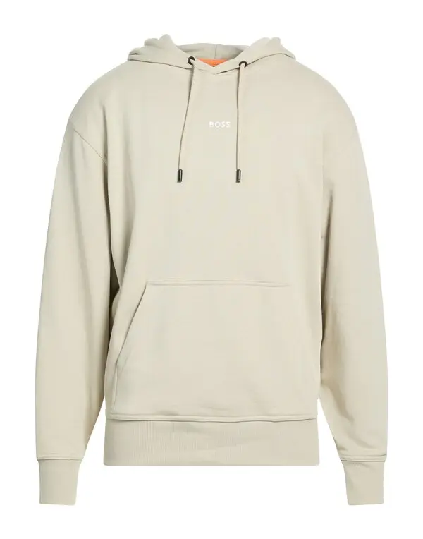 BOSS Cotton Terry Hoodie With Logo - Beige
