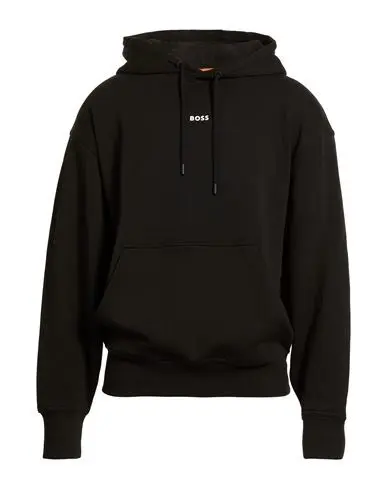 BOSS Cotton Terry Hoodie With Logo - Black