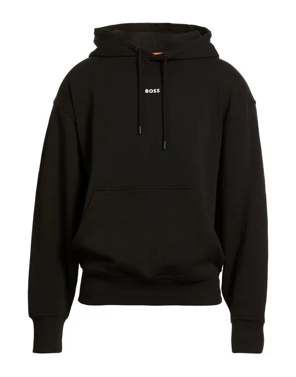 BOSS Cotton Terry Hoodie With Logo - Black