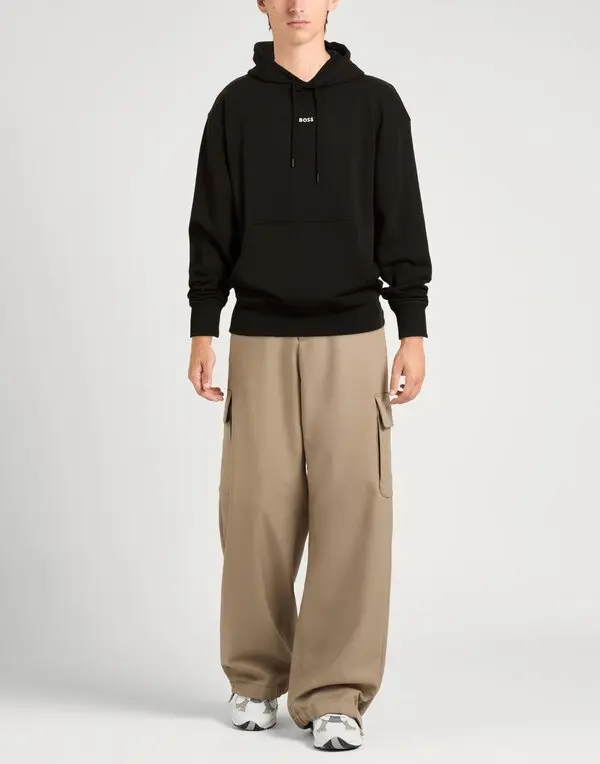 BOSS Cotton Terry Hoodie With Logo - Black