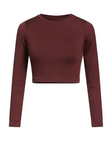 Prism Ribbed Jersey Cropped Crewneck Long Sleeve T-shirt - Brown