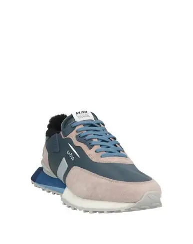 GHOUD VENICE Midnight Leather & Suede Low-top Sneakers With Shearling Trim - Blue