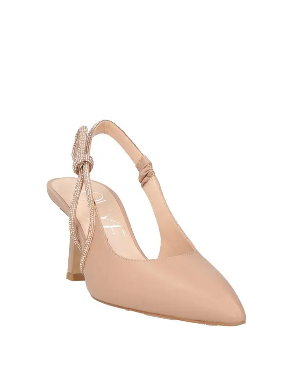 OVYE Leather Slingback Pumps With Crystal Embellishments