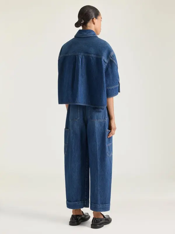 Givenchy Cropped Denim Cocoon Shirt - Medium Blue