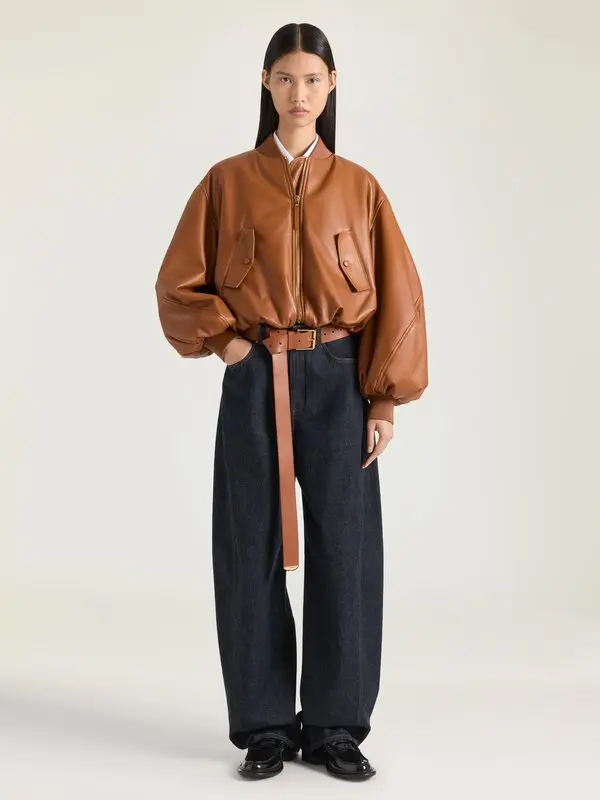 Givenchy Cropped Cocoon Nappa Leather Bomber Jacket
