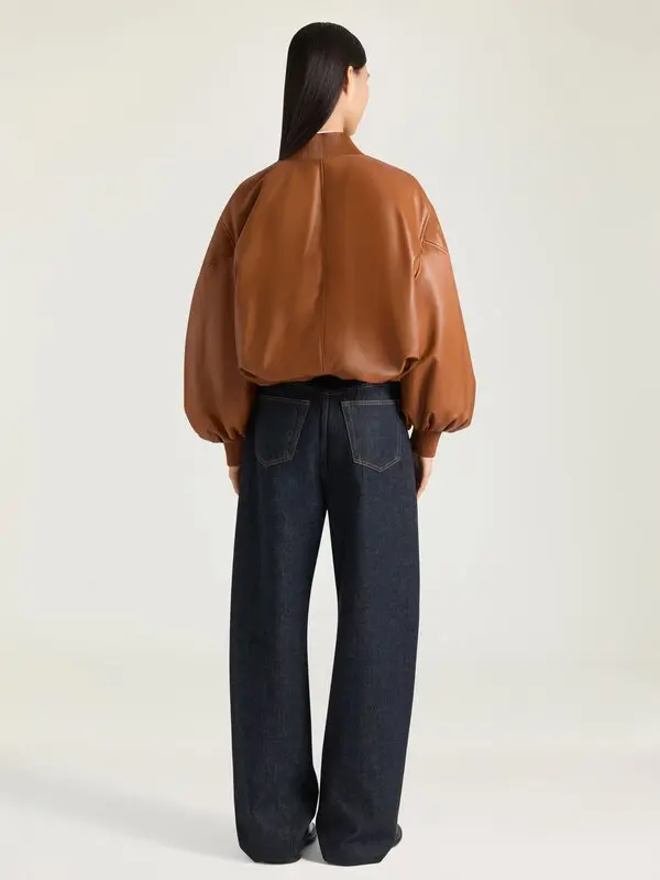 Givenchy Cropped Cocoon Nappa Leather Bomber Jacket