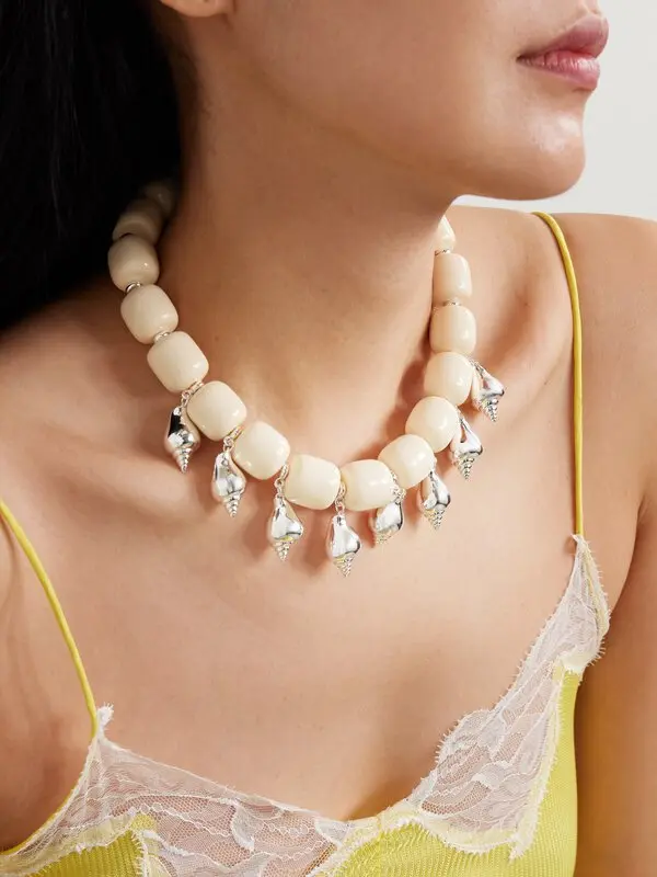 JULIETTA Odeon Silver-plated Resin Necklace - Neutrals