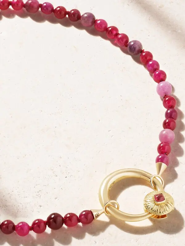MARLA AARON Flower Musgrave Lock Ruby And Spinel Necklace - Silver