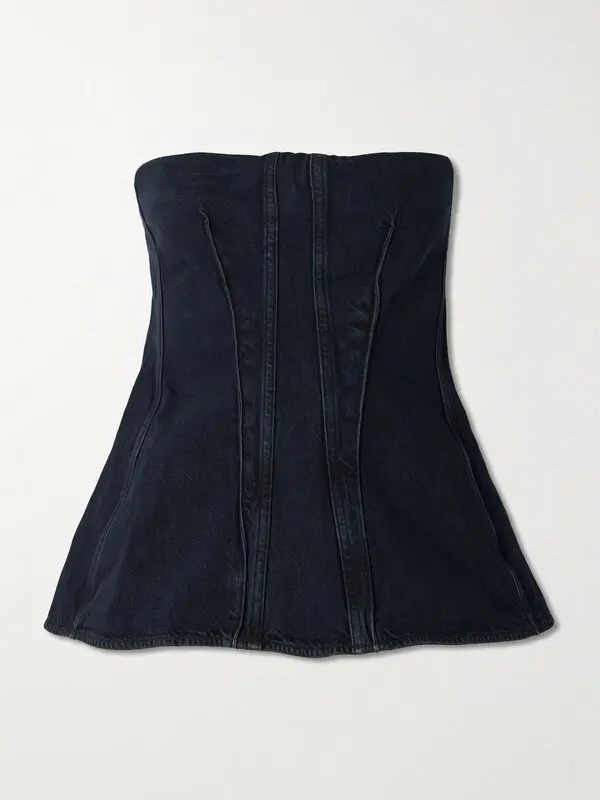 AGOLDE Lara Strapless Paneled Denim Bustier Top
