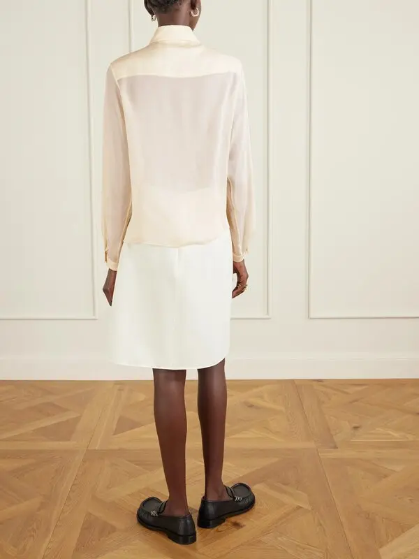 Marni Ruffled Crepe-trimmed Silk Shirt - Neutrals