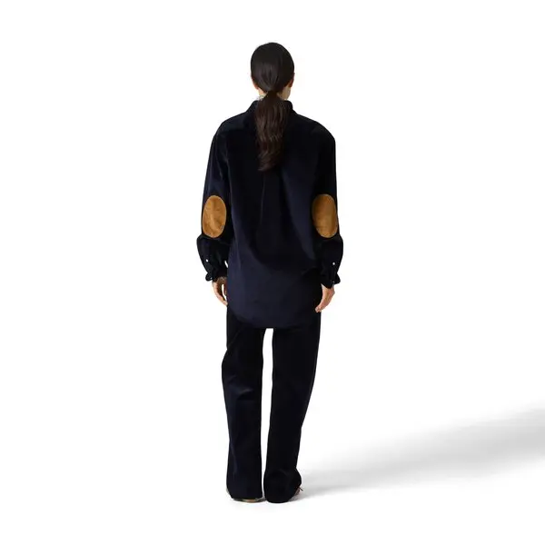 Miu Miu Corduroy And Suede Shirt - Navy