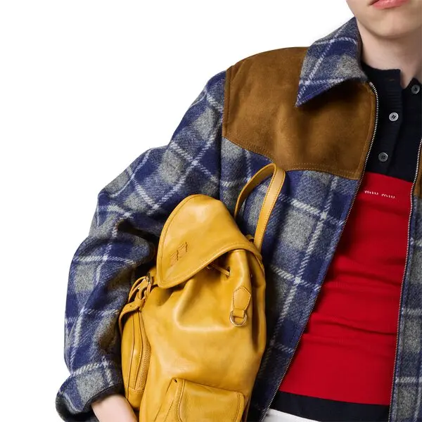 Miu Miu Checked Blouson Jacket - Slate/lightblue