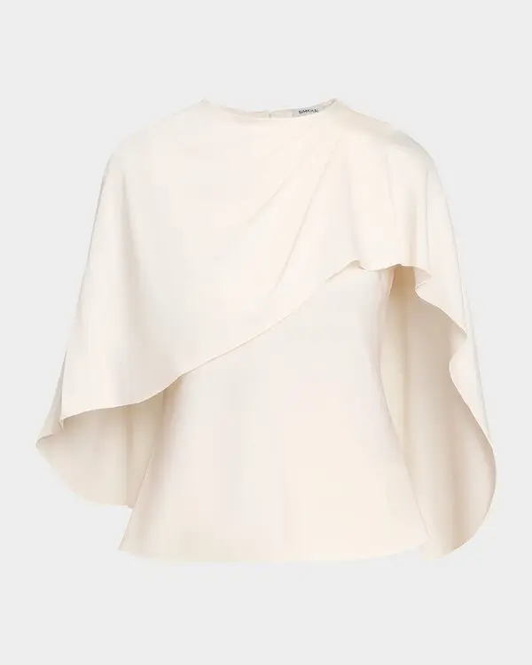 Simkhai Eliora Satin Cape Top - Black