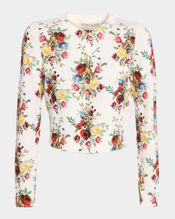Alice + Olivia Carson Printed Cardigan - Gilded Ros