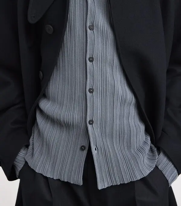 LE17SEPTEMBRE Cotton-blend Ribbed Polo Cardigan