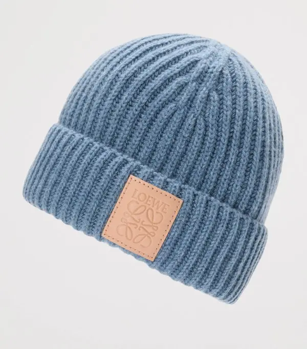 Loewe Cashmere Logo Beanie - Blue