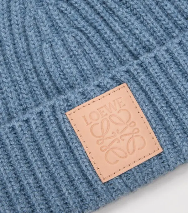 Loewe Cashmere Logo Beanie - Blue