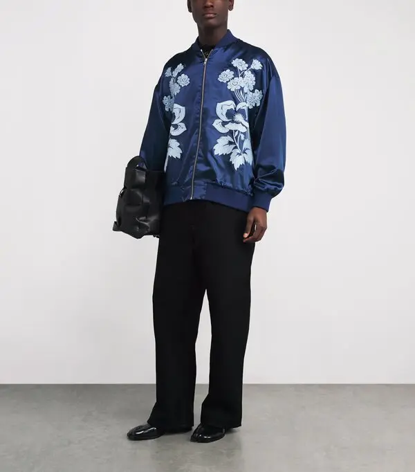 Commas Floral Embroidered Satin Bomber Jacket