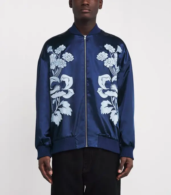 Commas Floral Embroidered Satin Bomber Jacket