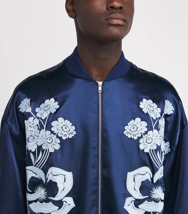 Commas Floral Embroidered Satin Bomber Jacket