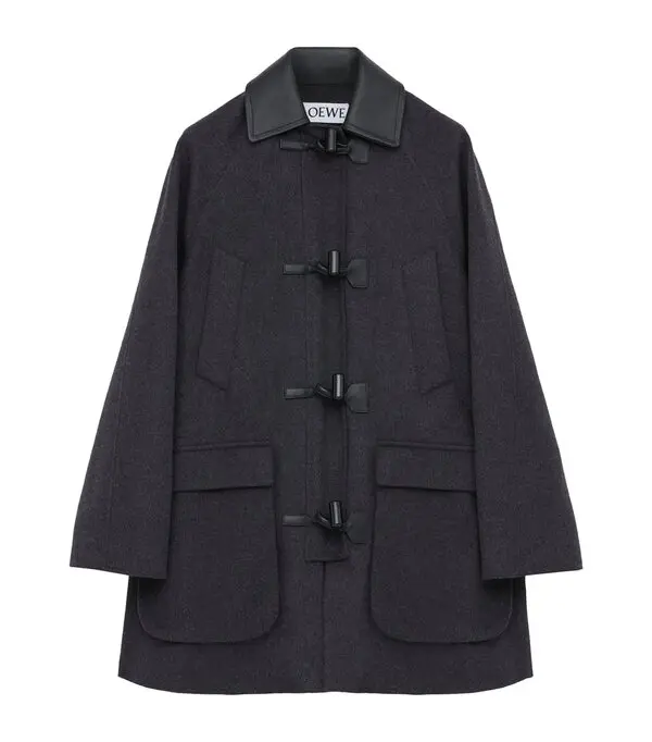 Loewe Wool-cashmere Coat With Leather Collar