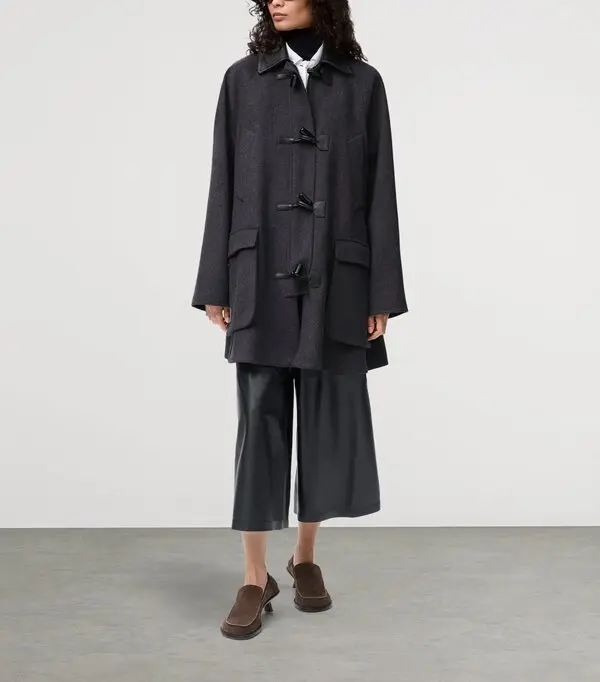 Loewe Wool-cashmere Coat With Leather Collar