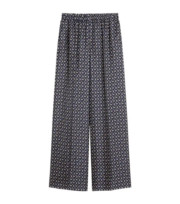 Max Mara Silk Twill Wide-leg Trousers With Archival Print