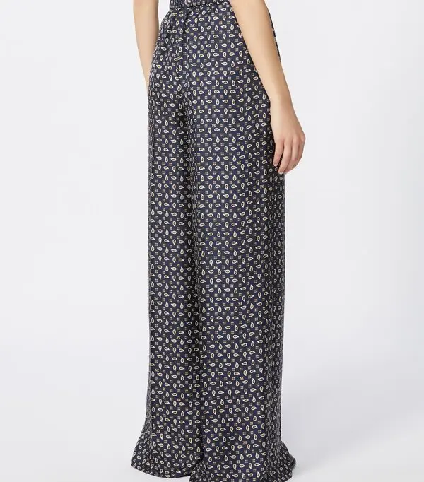 Max Mara Silk Twill Wide-leg Trousers With Archival Print