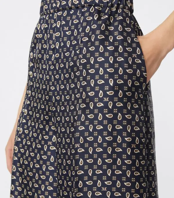 Max Mara Silk Twill Wide-leg Trousers With Archival Print