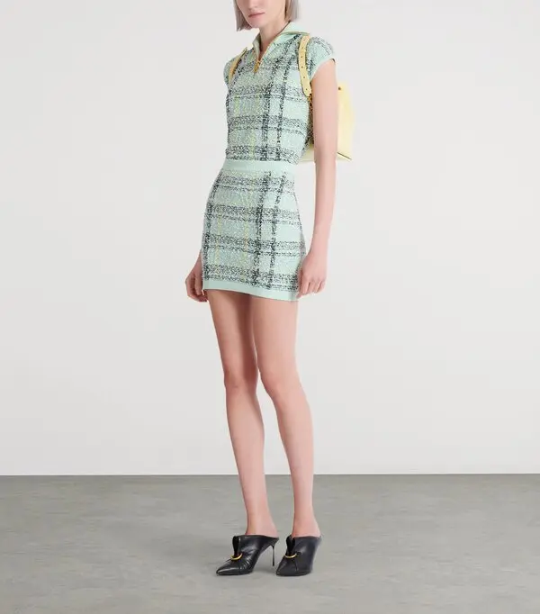 Balmain Tweed Plaid Mini Skirt