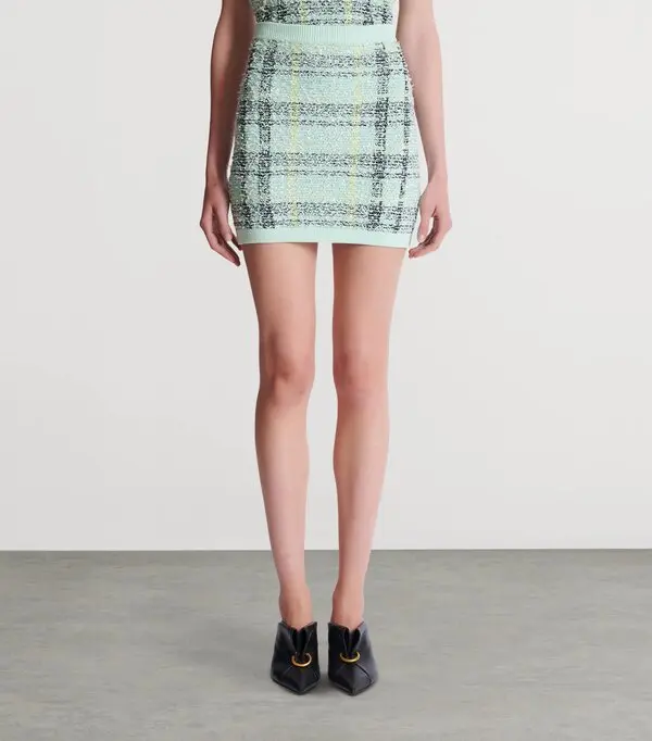 Balmain Tweed Plaid Mini Skirt