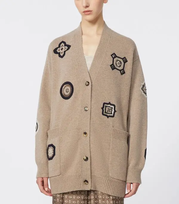 Max Mara Wool-cashmere Patch Cardigan