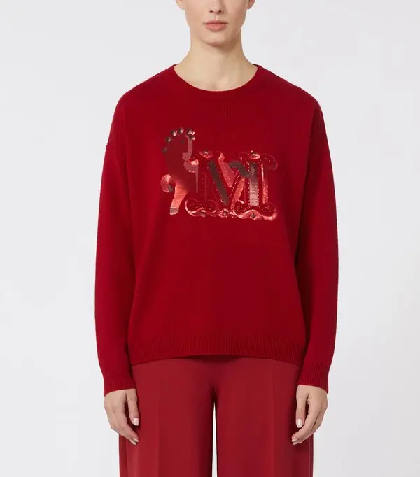 Max Mara Wool-cashmere Monogram Sweater - Red