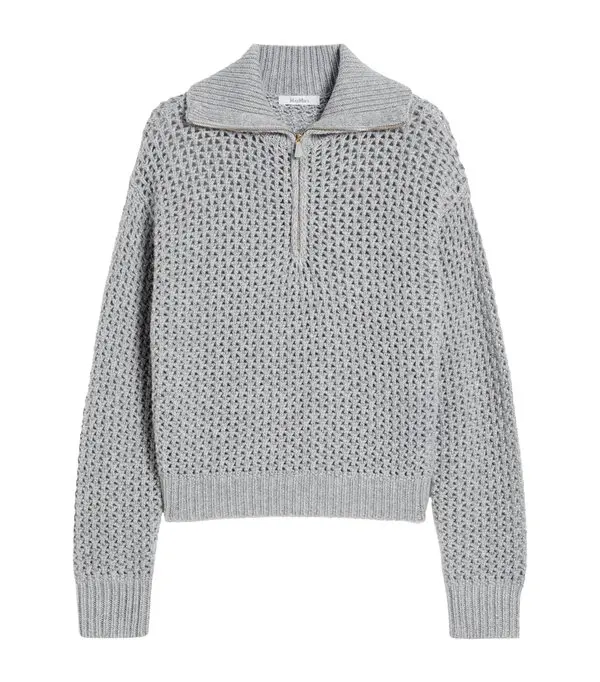 Max Mara Wool-blend Half-zip Sweater - Grey