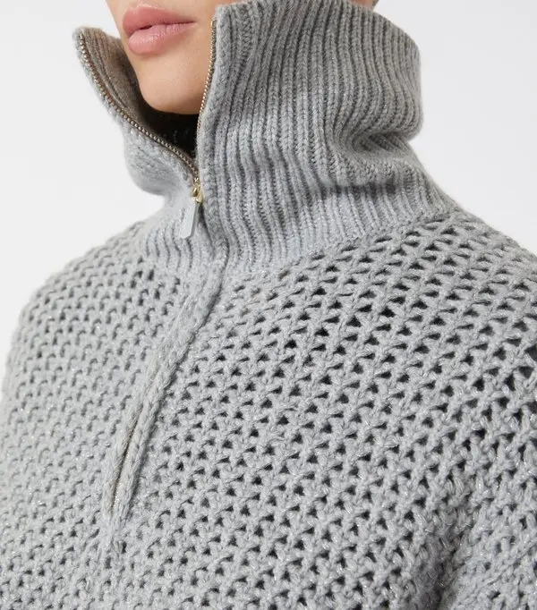 Max Mara Wool-blend Half-zip Sweater - Grey