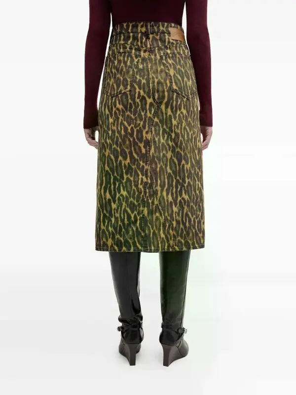 GANNI Pocket-detail Animal-print Midi Skirt