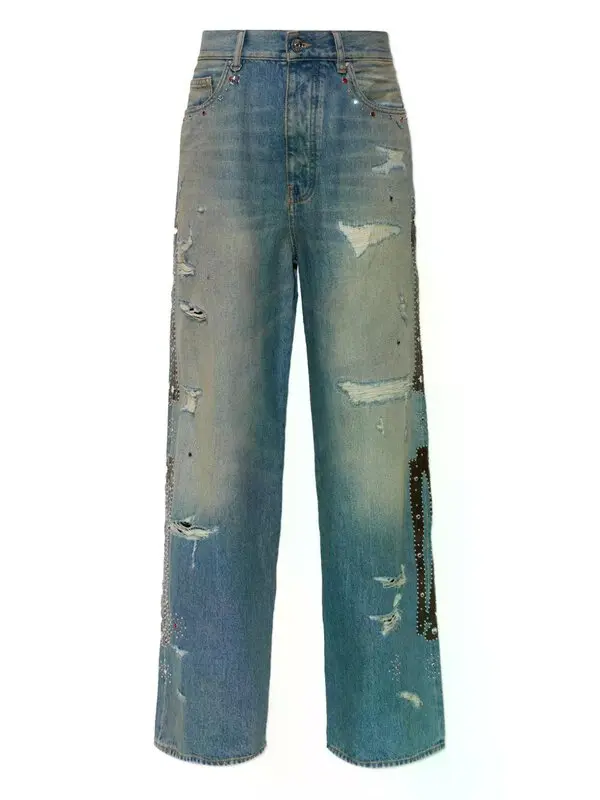 Amiri Distressed Embellished Jeans