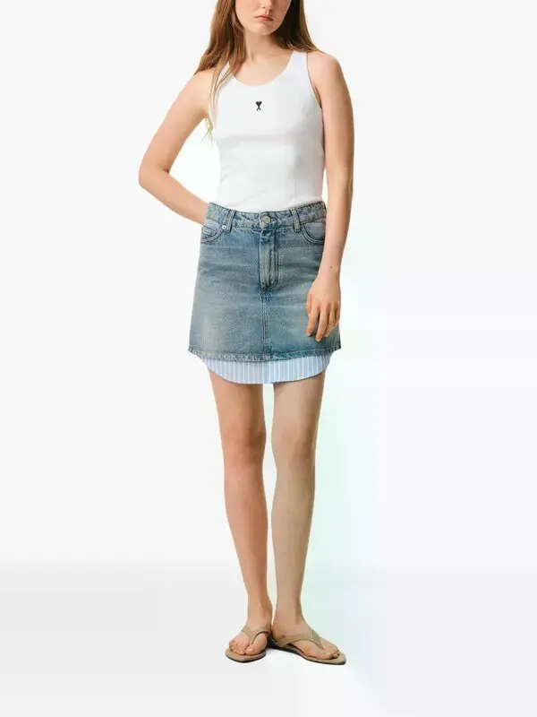AMI Paris De Coeur" Ribbed Knit Tank Top - White