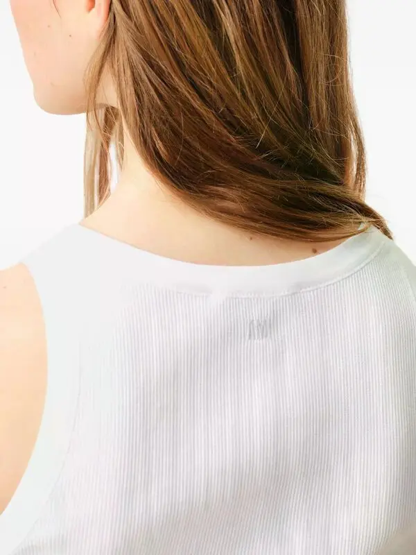 AMI Paris De Coeur" Ribbed Knit Tank Top - White