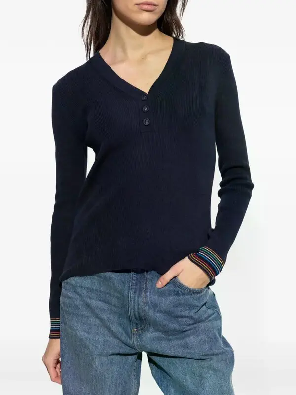 Paul Smith Ribbed Button Top - Blue