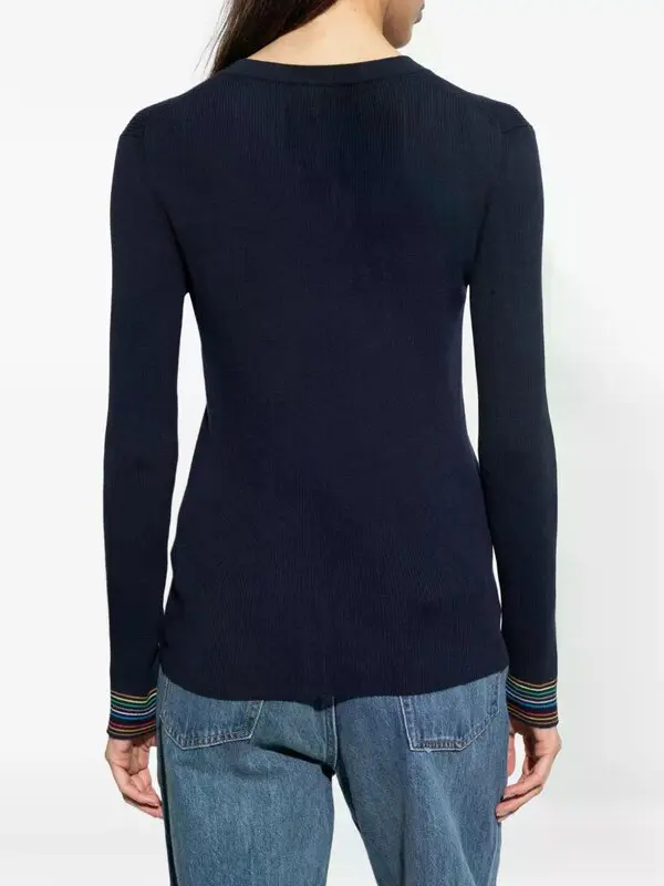Paul Smith Ribbed Button Top - Blue