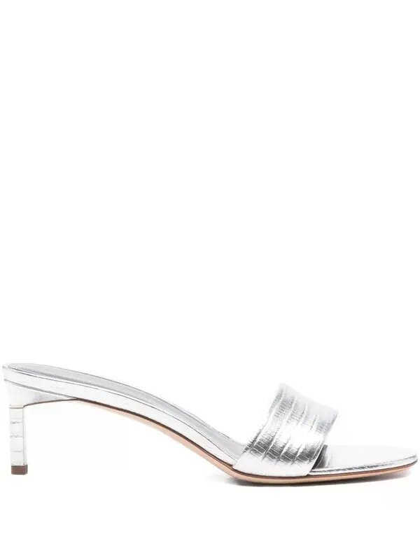 TOM FORD Metallic-finish Leather Kitten Heel Sandals - Silver