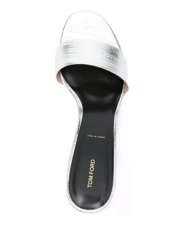 TOM FORD Metallic-finish Leather Kitten Heel Sandals - Silver