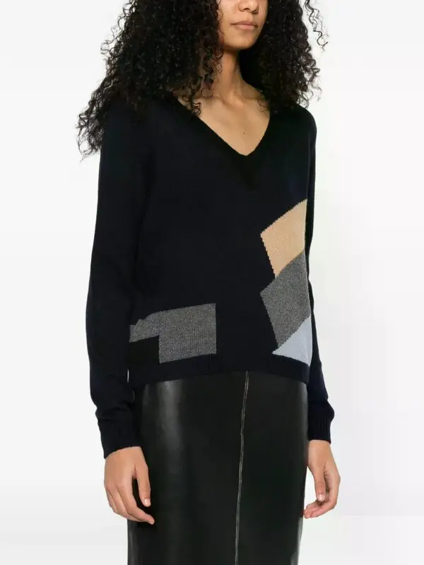 Prada Geometric-pattern V-neck Jumper